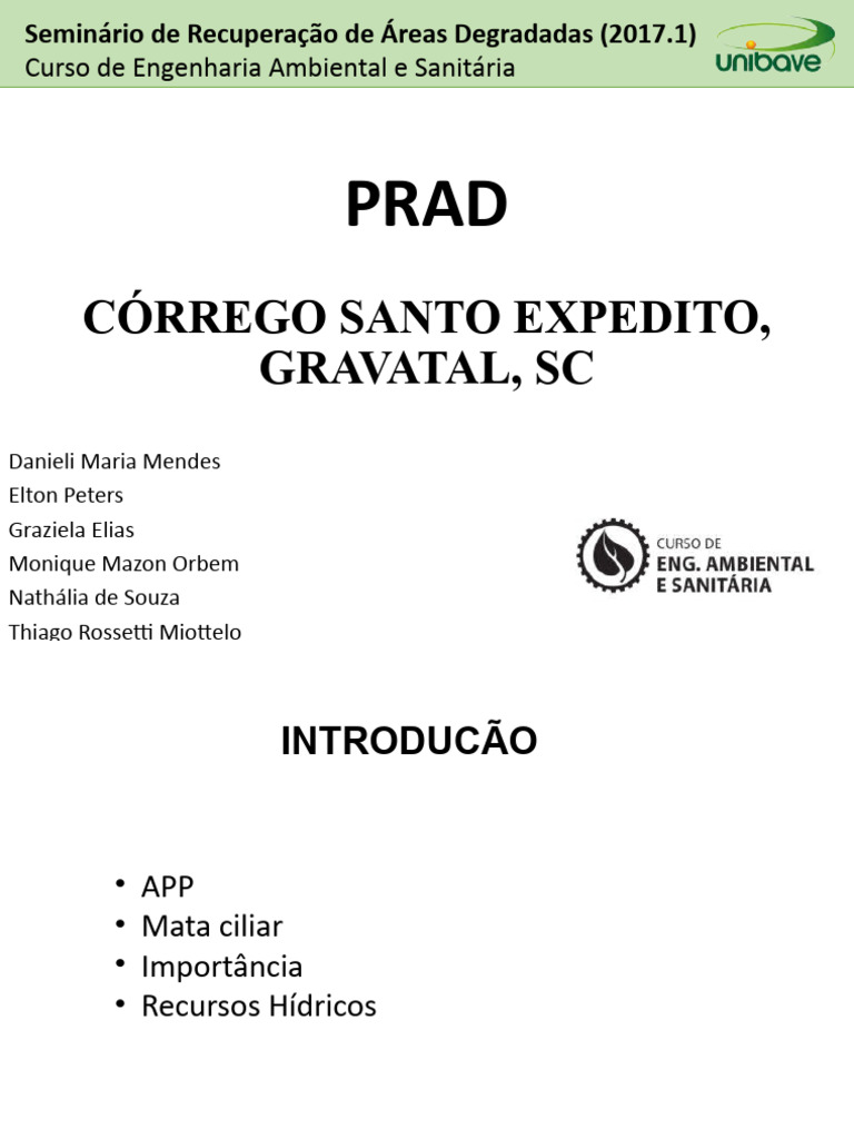 Exemplo de PRAD | PDF | Biodiversidade | Degradação ambiental