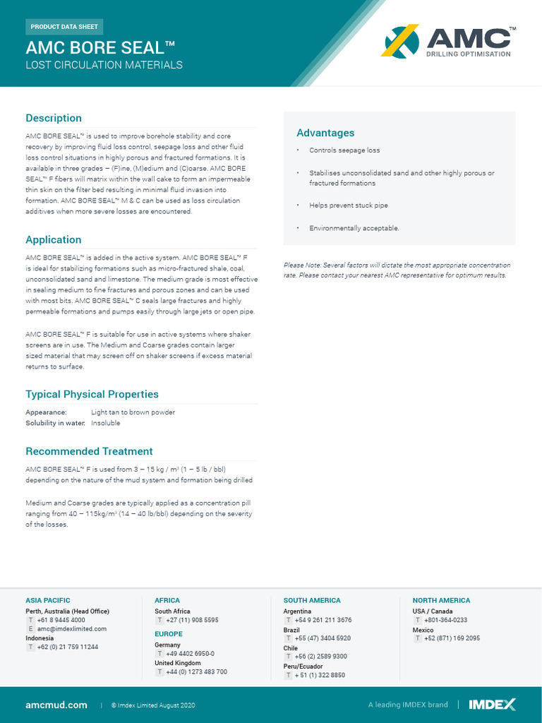 Amc Bore Seal PDS | PDF