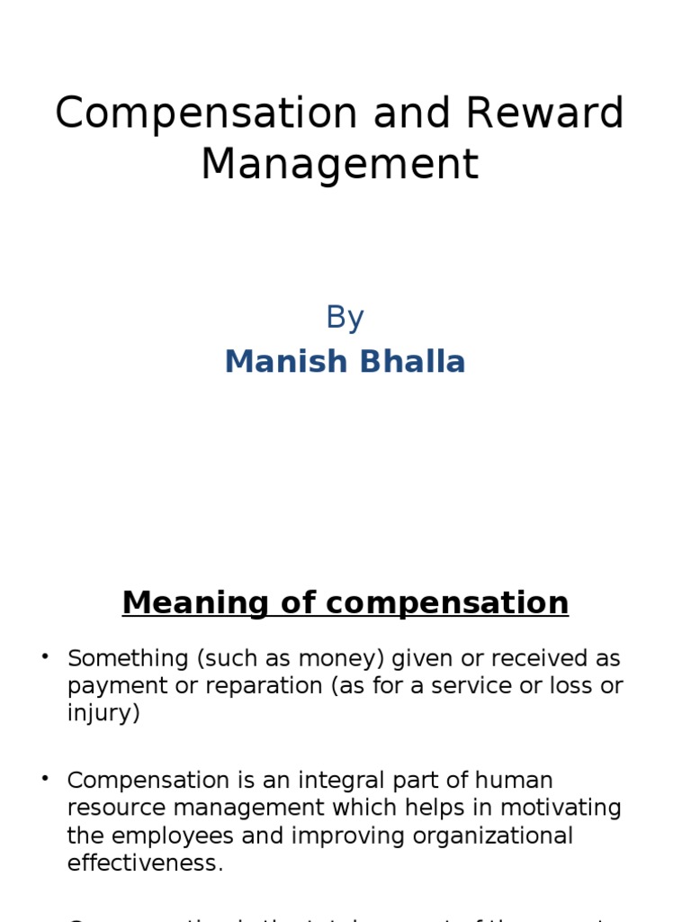 Compensation and Reward Management | PDF | Employment | Compensation ...