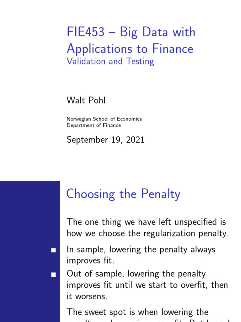 Handout6 Validation | PDF | Cross Validation (Statistics) | Applied Mathematics