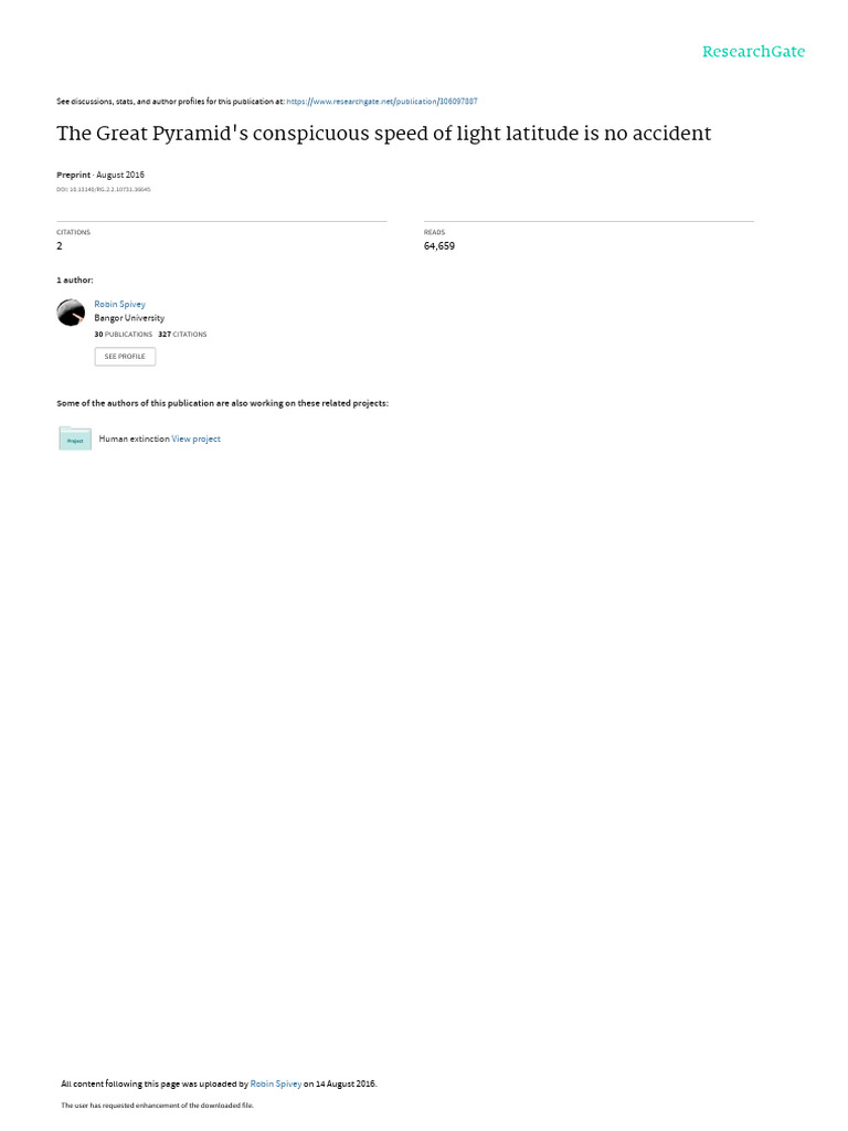 The Great Pyramid's Conspicuous Speed of Light Latitude Is No Accident ...
