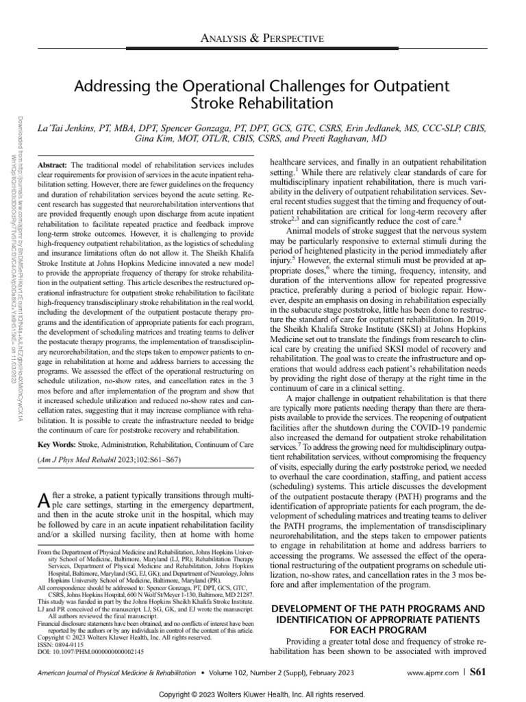 Addressing The Operational Challenges For.12 | PDF | Physical Therapy ...