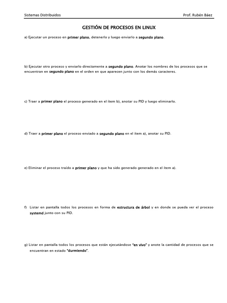 Gestión de Procesos en Linux | PDF