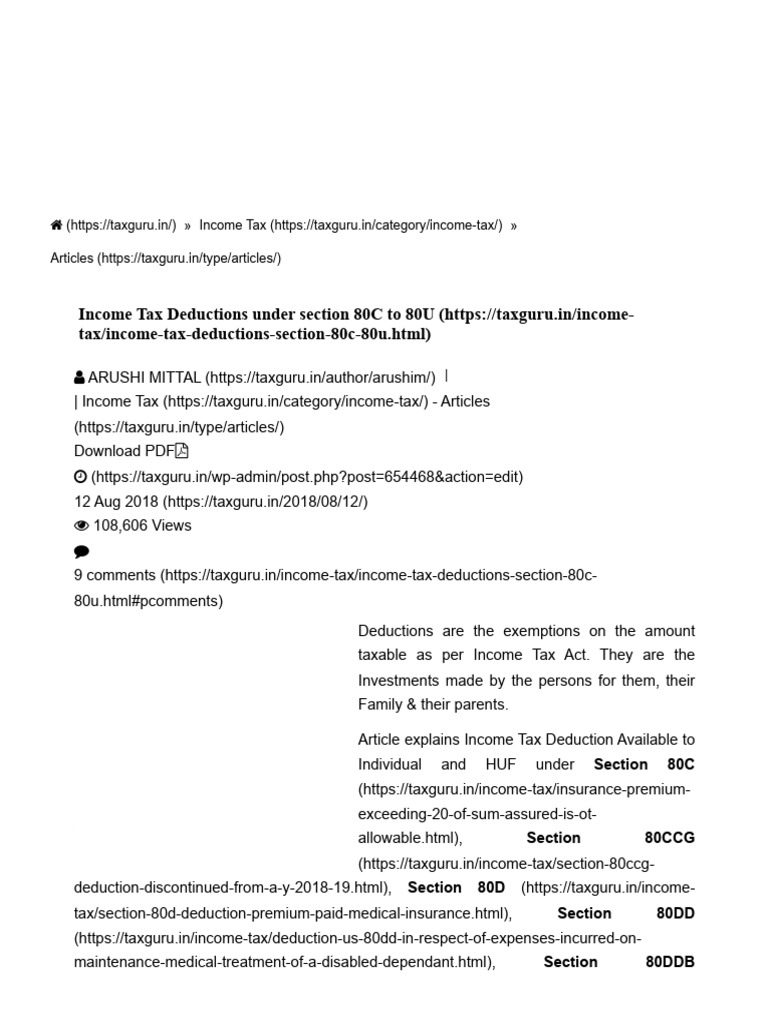 Income Tax Deductions List - Deductions On Section 80C, 80CCC, 80CCD and 80D - FY 2022-23 (AY ...