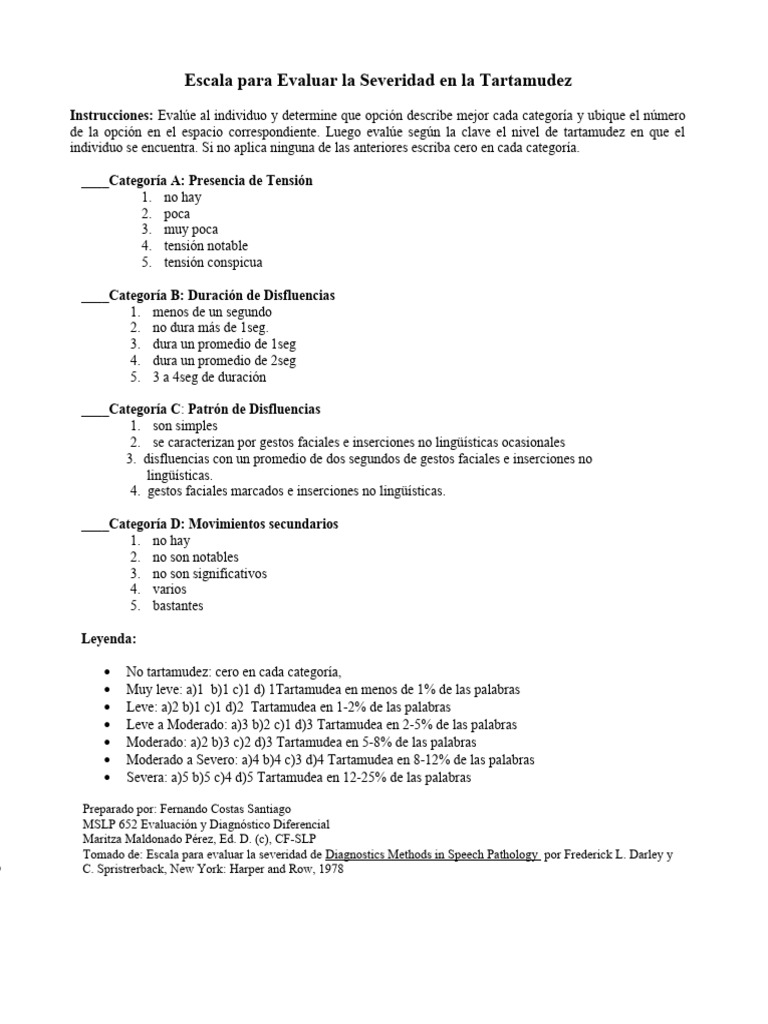 Evaluación de Severidad en Tartamudez | PDF | Crecimiento personal y ...