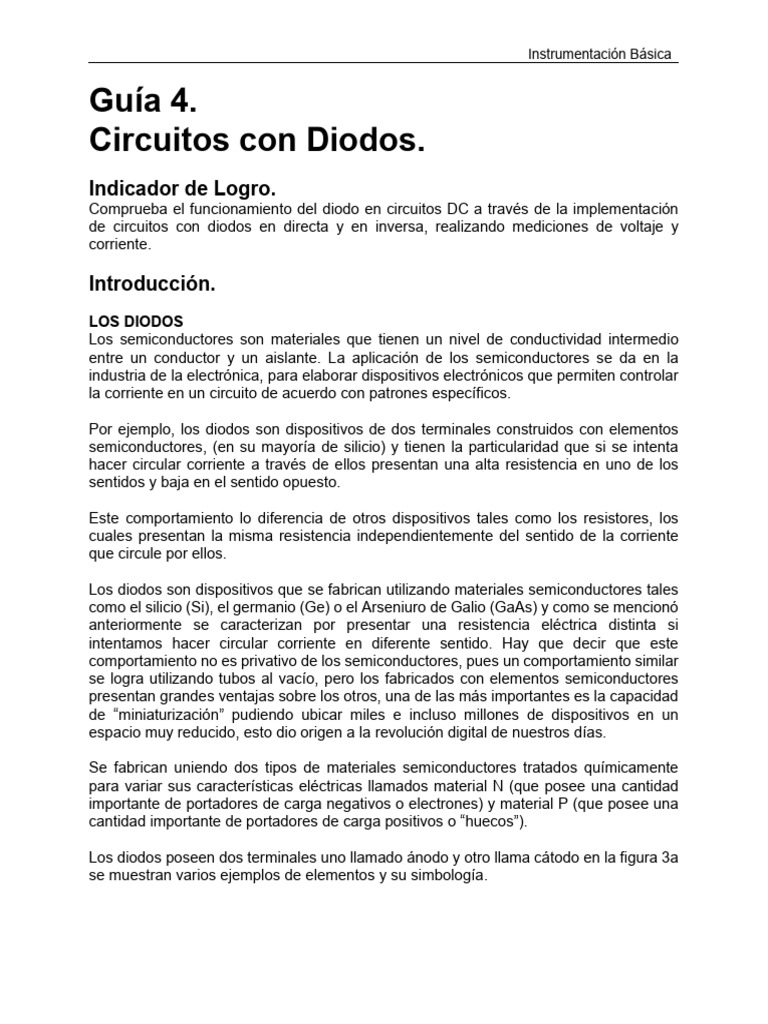 Guía de Laboratorio No. 4 - Circuitos Con Diodos | PDF | Semiconductores | Diodo