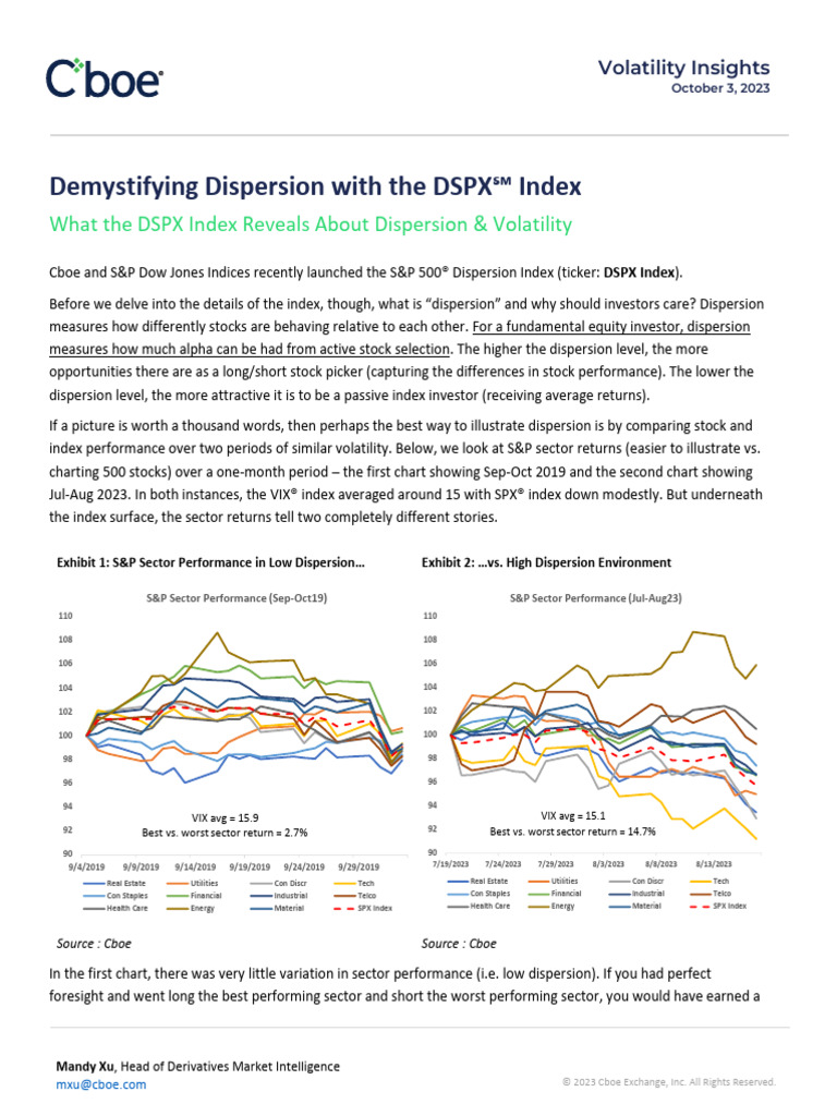 Demystifying Dispersion With DSPX Index Mandy Xu | PDF