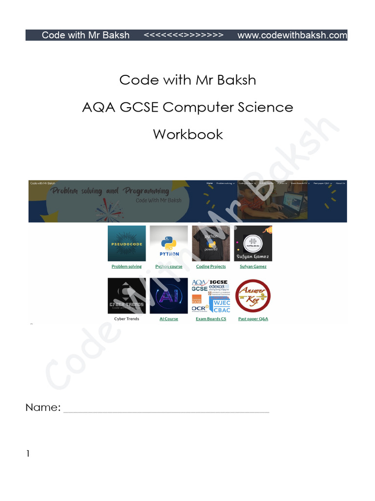 AQA GCSE Quizzing and Exam Questions Workbook | PDF | Computer Data Storage | Data Compression