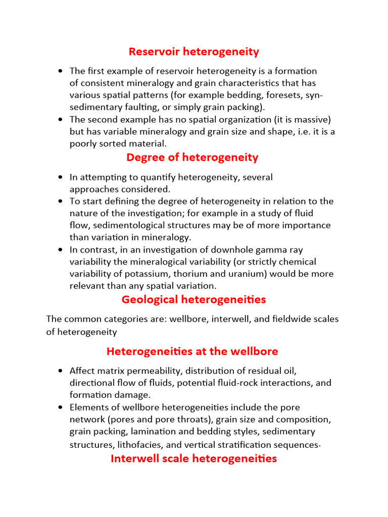 Reservoir Heterogeneity | PDF | Petroleum Reservoir | Geology