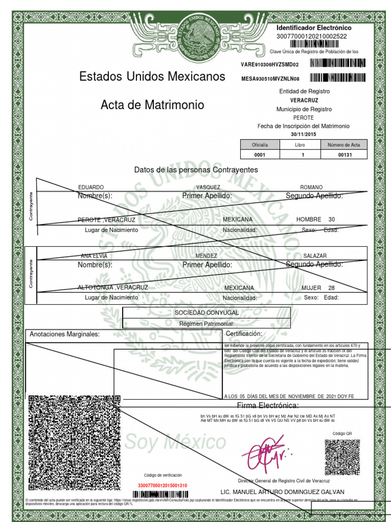 Acta Matrimonio Luis Manuel | PDF | Control de acceso | Autenticación