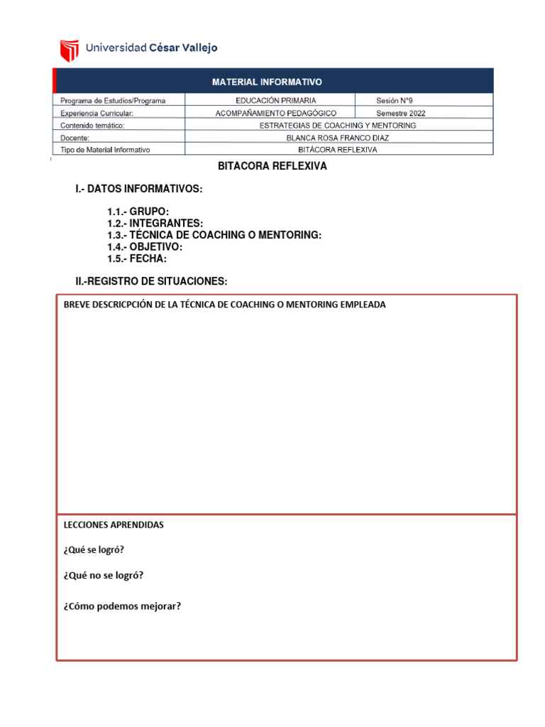 Bitácora reflexiva | PDF