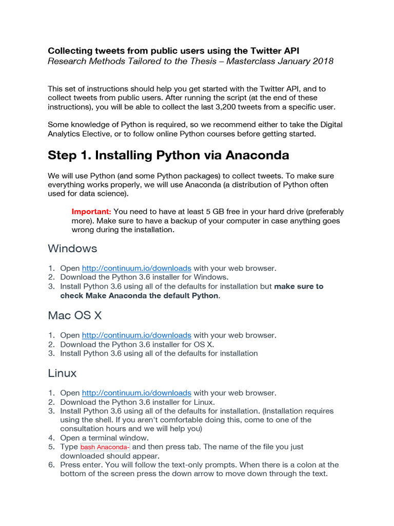 Collecting Tweets | PDF | Installation (Computer Programs) | Python (Programming Language)