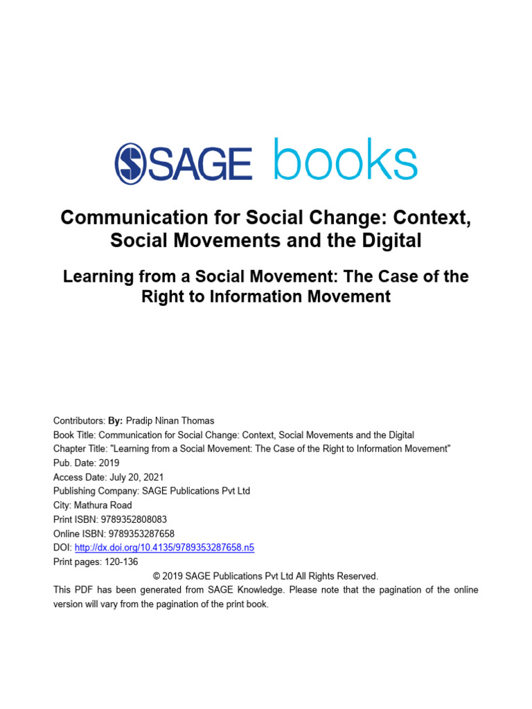 Communication For Social Change I365 | PDF | Public Sphere | Empowerment