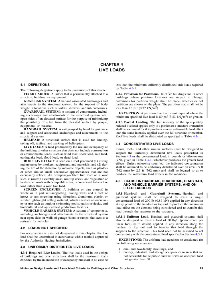 ASCE 7-16 Minimum Design Loads | PDF