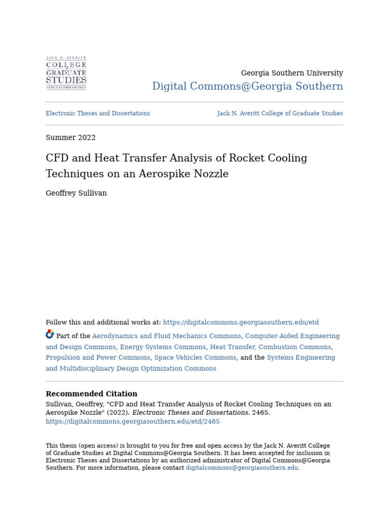 CFD and Heat Transfer Analysis of Rocket Cooling Techniques On An | PDF ...