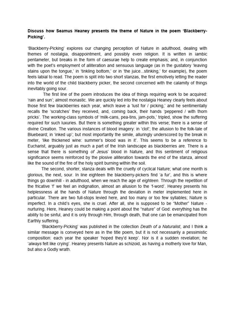 Blackberry Picking | PDF | Poetry