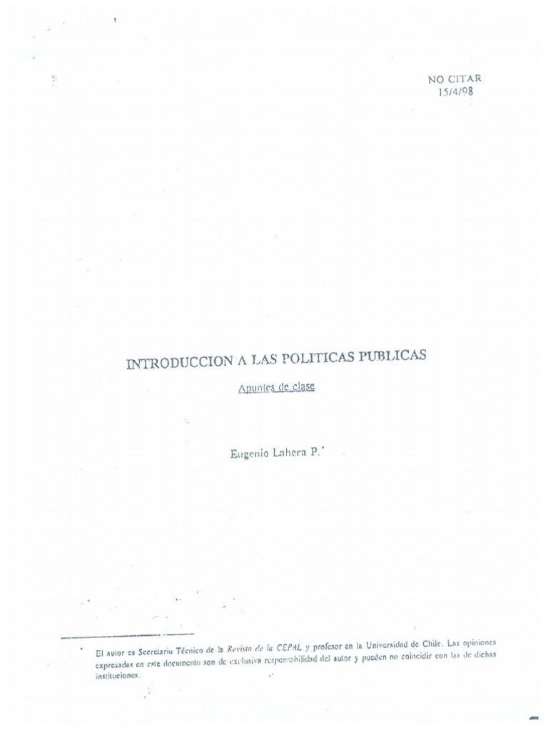 Introduccion A Las Politicas Publicas Cap I II y III Eugenio Lahera | PDF