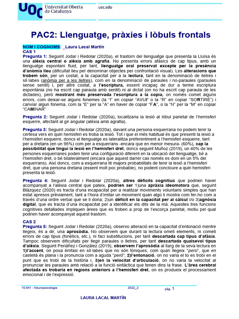 10.541 20222 PAC2 Neuropsicologia | PDF