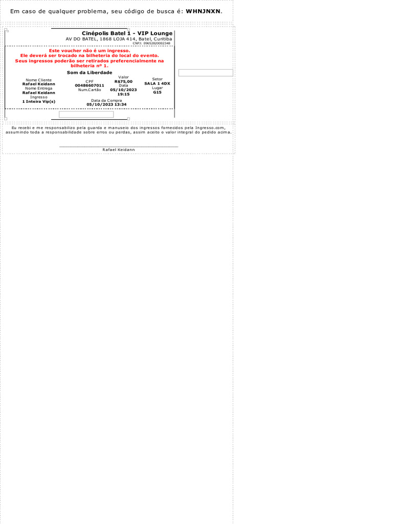 Cinépolis Batel 1 - VIP Lounge: Som Da Liberdade | PDF