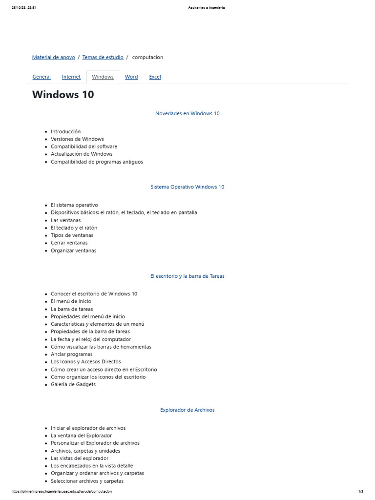 Guía de Estudio Computación Windows | PDF | Windows 10 | Microsoft Windows