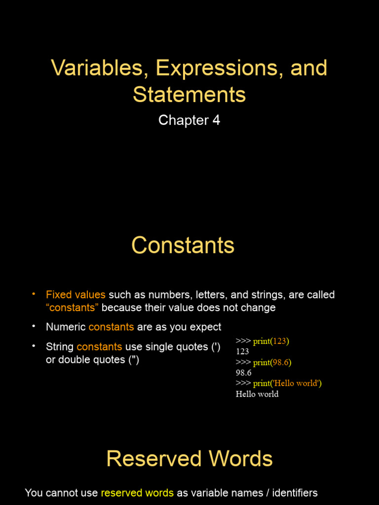 04 Expressions | PDF | Variable (Computer Science) | Computer Engineering