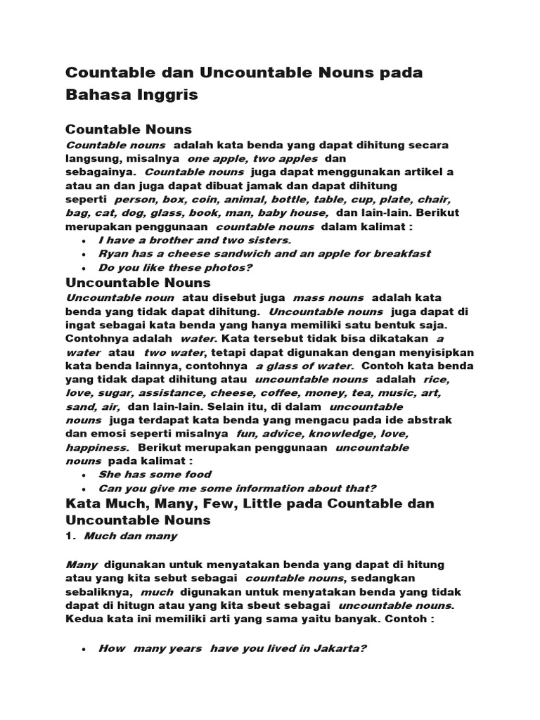 Countable and Uncountable Noun | PDF | Seni & Disiplin Bahasa