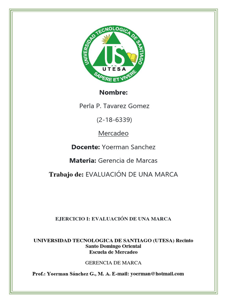 Evaluacion de Una Marca Perla | PDF | Marca | Marketing