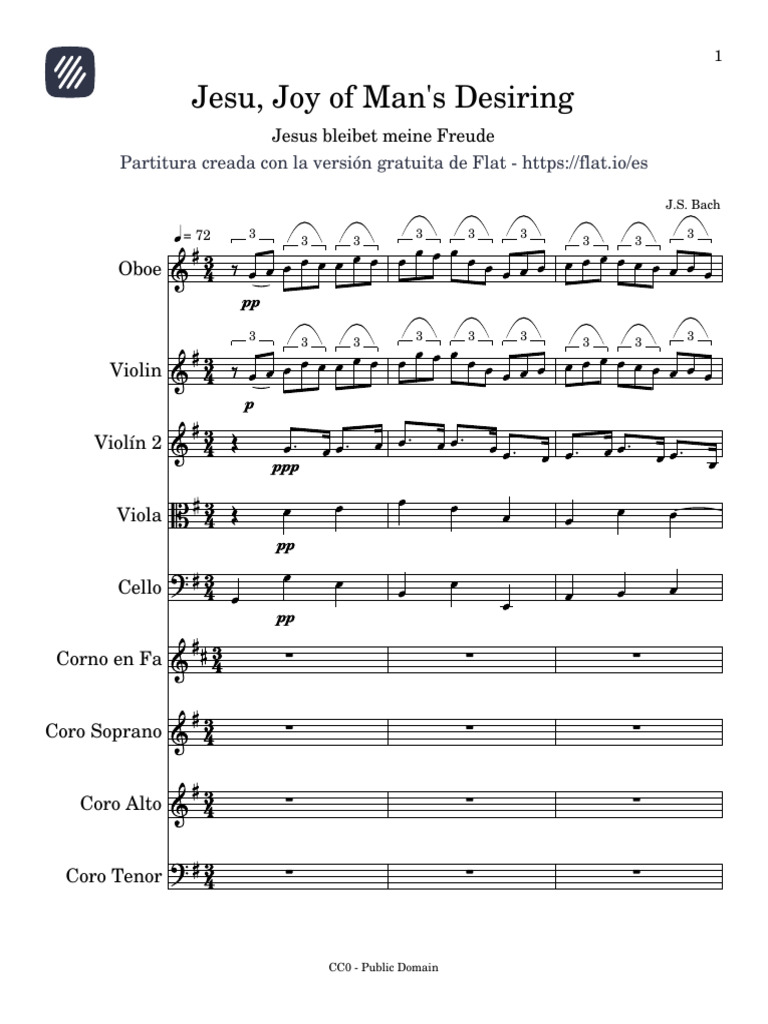 Partitura de Jesu, Joy of Man's Desiring | PDF | Musica cristiana ...