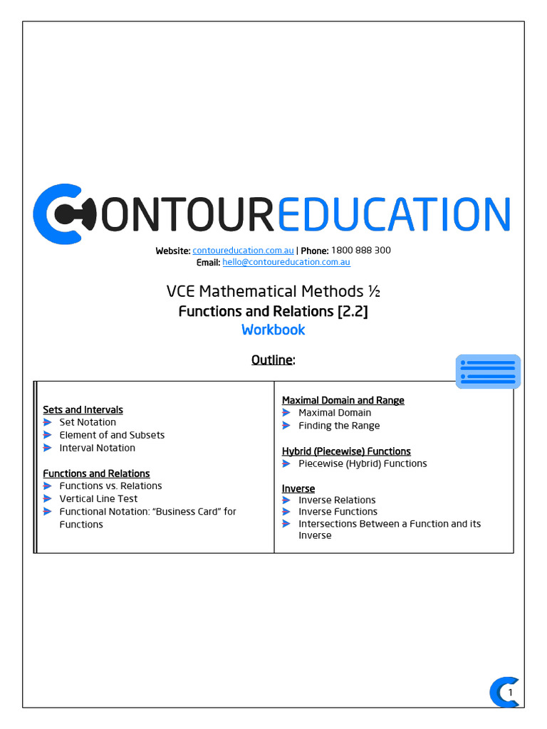 MM12 (2.2) - Functions and Relations - Workbook | PDF | Function (Mathematics) | Functions And ...
