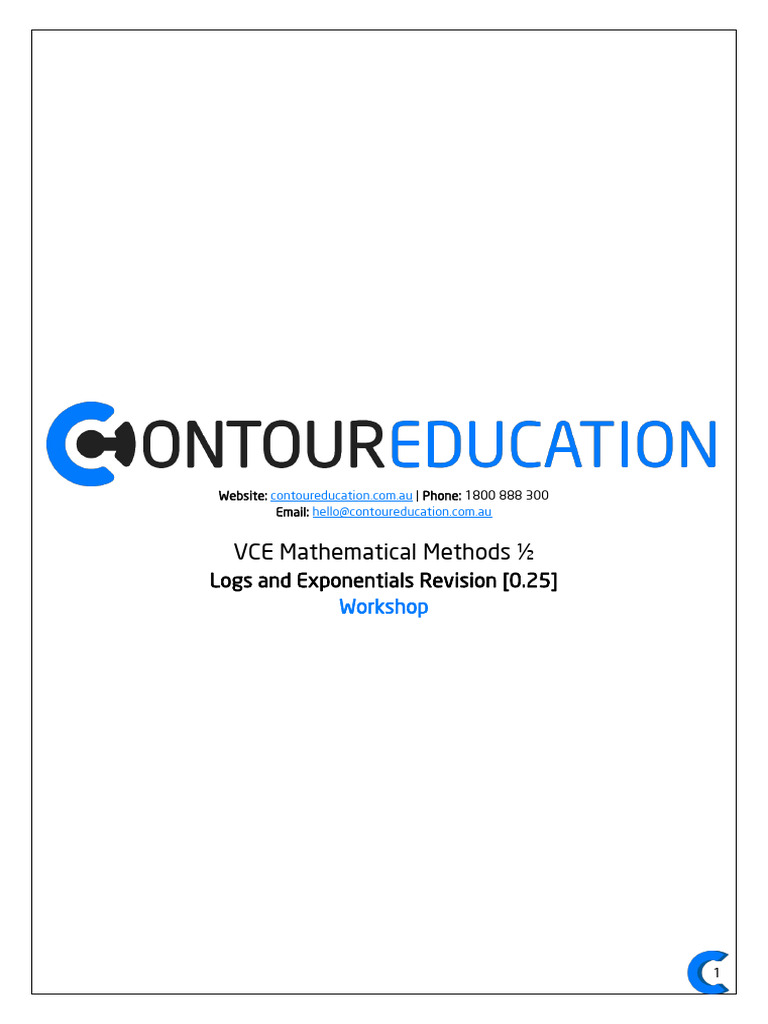 VCE Mathematical Methods Logs Revision | PDF | Logarithm | Function (Mathematics)