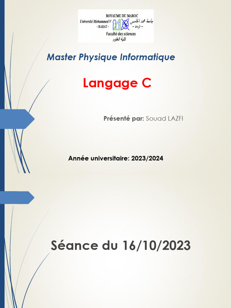 Cours Langage C | PDF | C (Langage de programmation) | Variable (informatique)