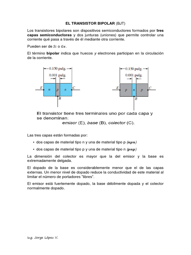 El Transistor Bipolar Pdf Transistor De Unión Bipolar Transistor