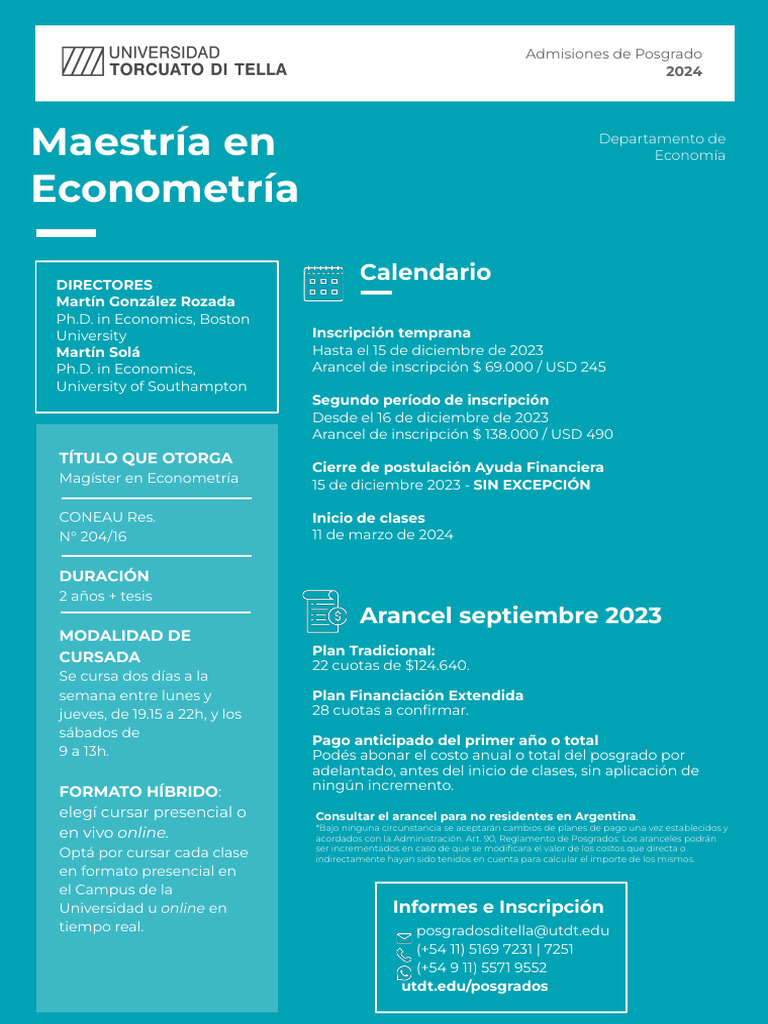 Maestria en Econometria 2024 | PDF