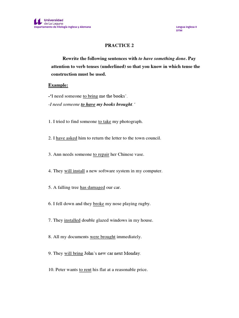 Causative Construction (Practice 2) | PDF