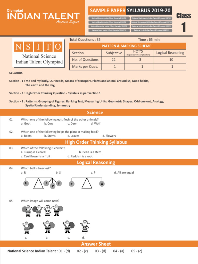 Syllabus Paper 1st Std-1 | PDF