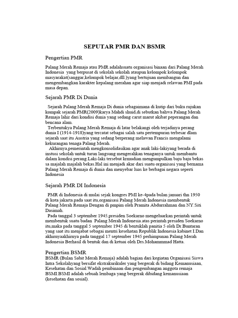 Seputar PMR Dan BSMR | PDF
