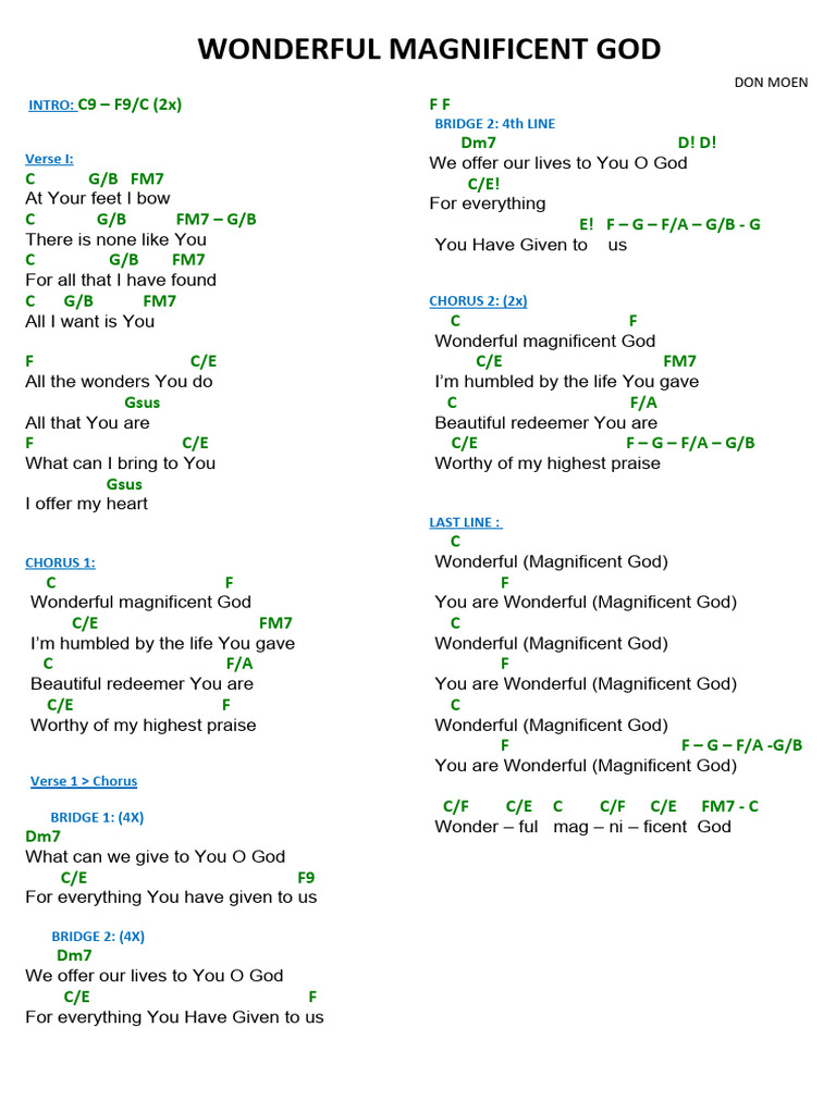 Wonderful Magnificent God | PDF