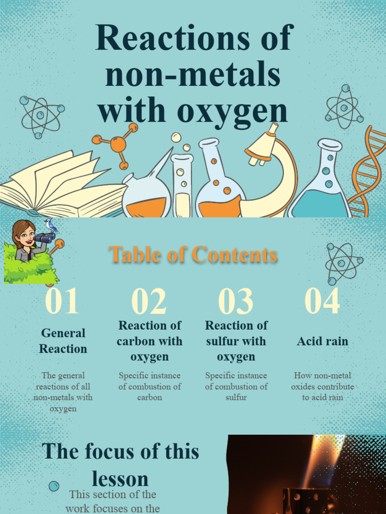 Non metals reaction with oxygen store