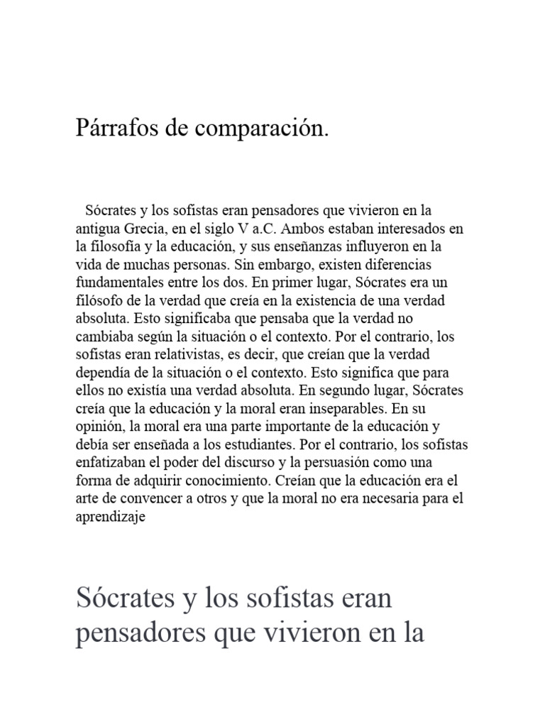 Párrafos de Comparación y Constrastacion | PDF | Verdad | Sócrates