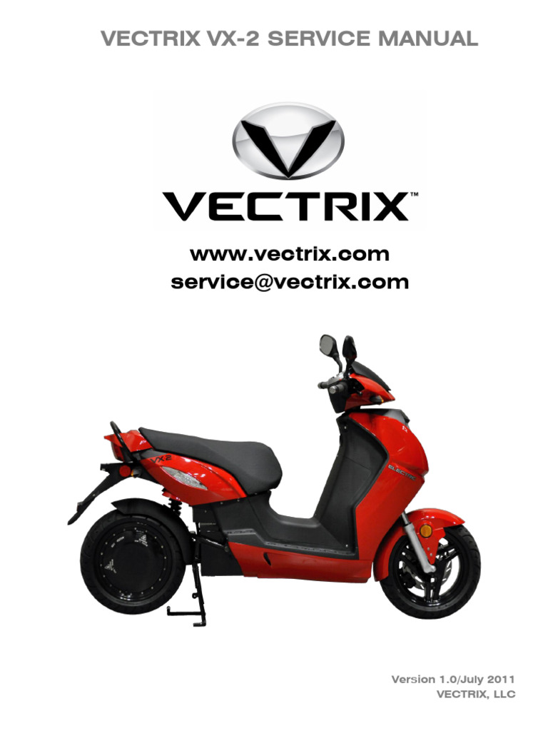 Vectrix VX-2 Service Manual 2011 | PDF | Headlamp | Screw