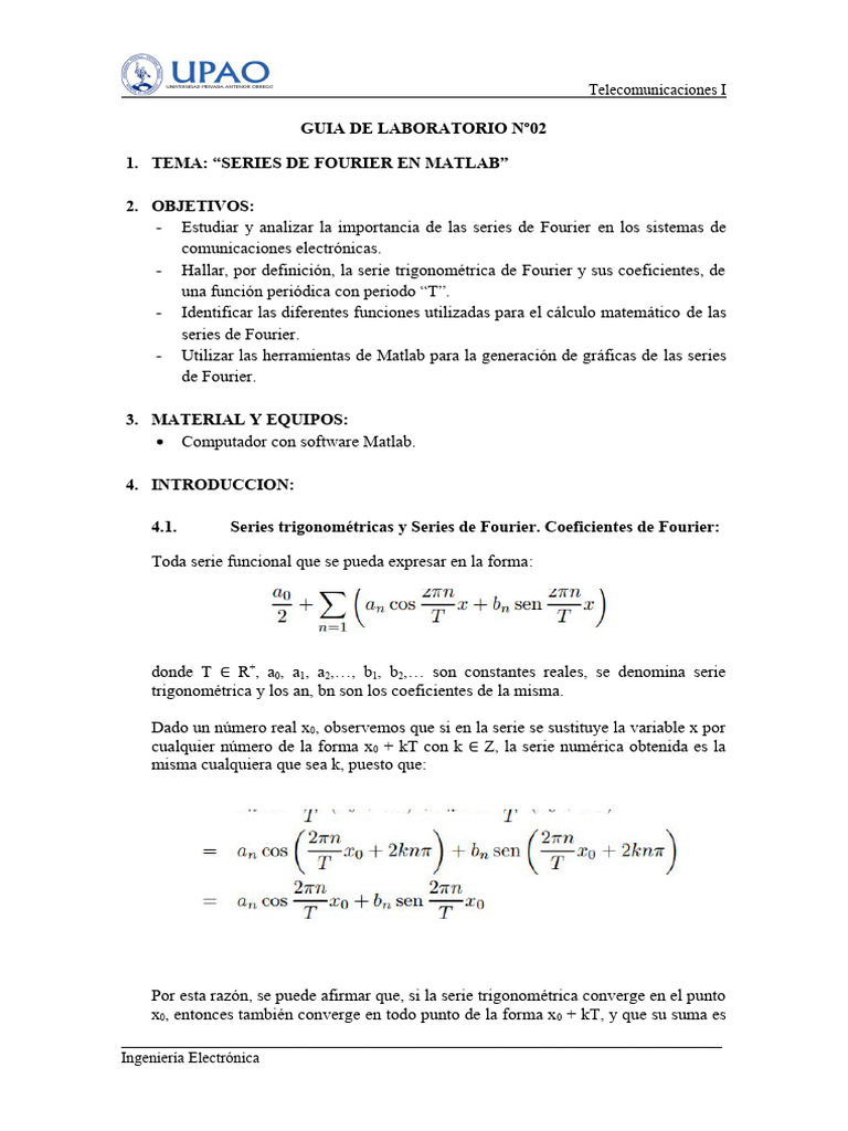 Lab Nº02 - Series de Fourier | PDF | Series de Fourier | Función (Matemáticas)