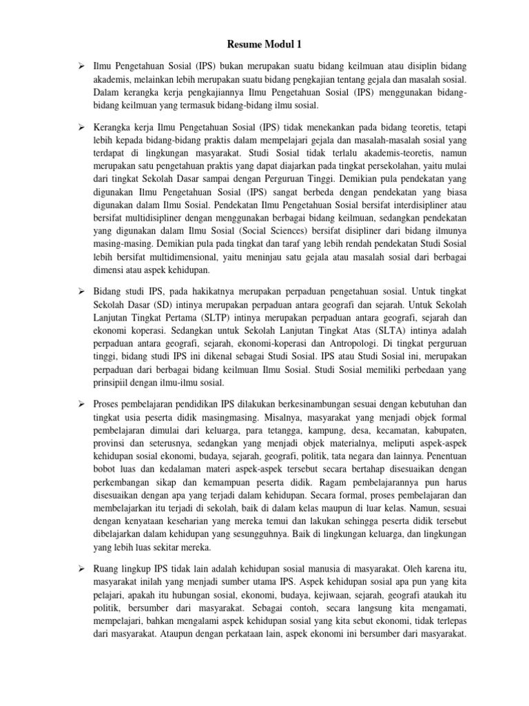 Resume Modul 1 - 2 - 3 - 4 Konsep Dasar Ips | PDF