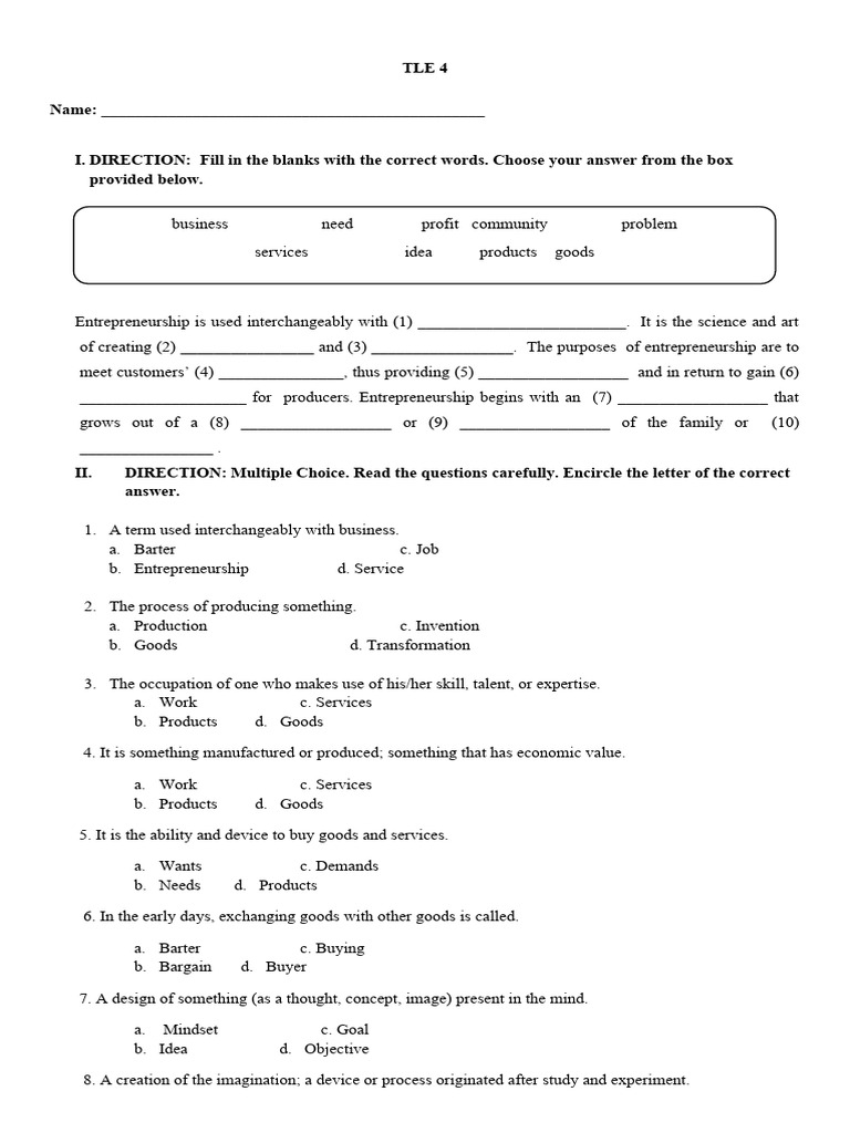 Tle 4 | Download Free PDF | Entrepreneurship | Business