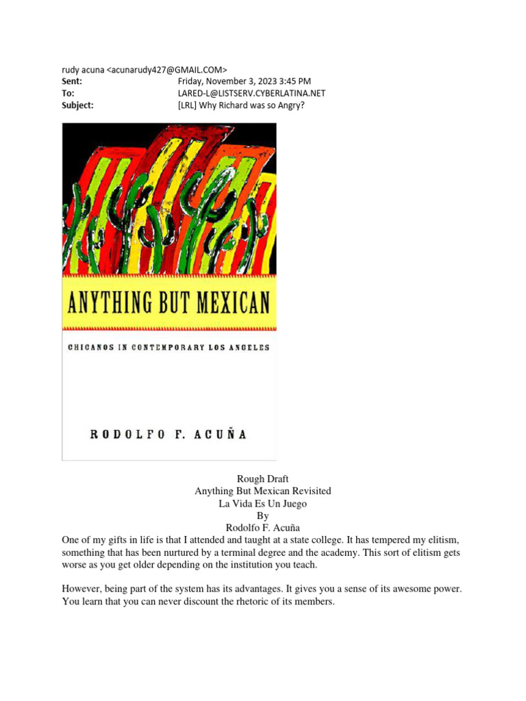 Rudy Acuna - LRL Why Richard Was So Angry | PDF | Social Science