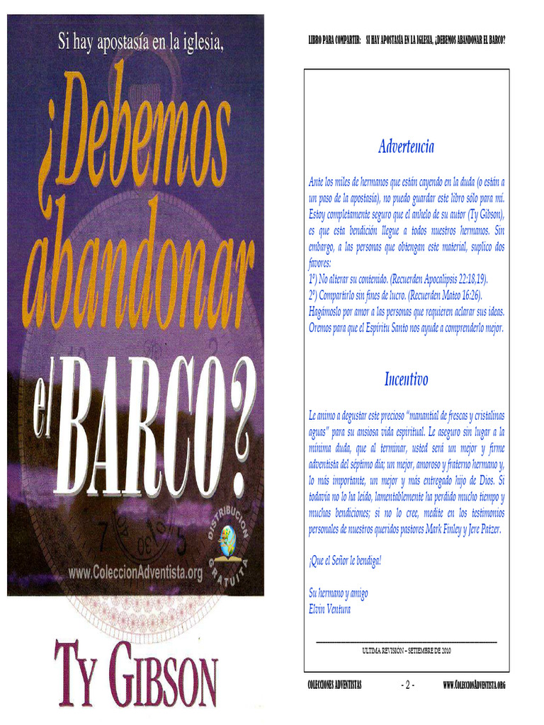 Debemos Abandonar El Barco | PDF | Iglesia Adventista del Séptimo Día | Iglesia cristiana