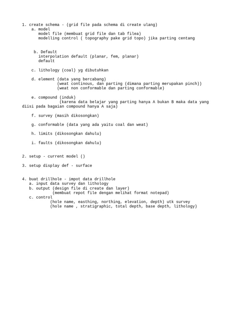 Minescape Tahap 2 (Schema Dan Drillhole) | PDF