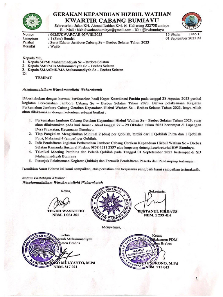 Jambore Cabang HW Se-Brebes Selatan 2023 | PDF | Karier & Perkembangan
