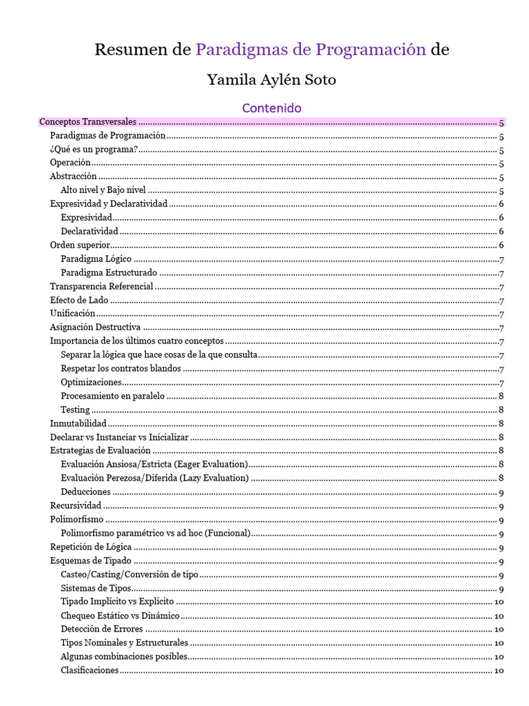Resumen Paradigmas de Programación | PDF | Lenguaje de programación | Objeto (informática)