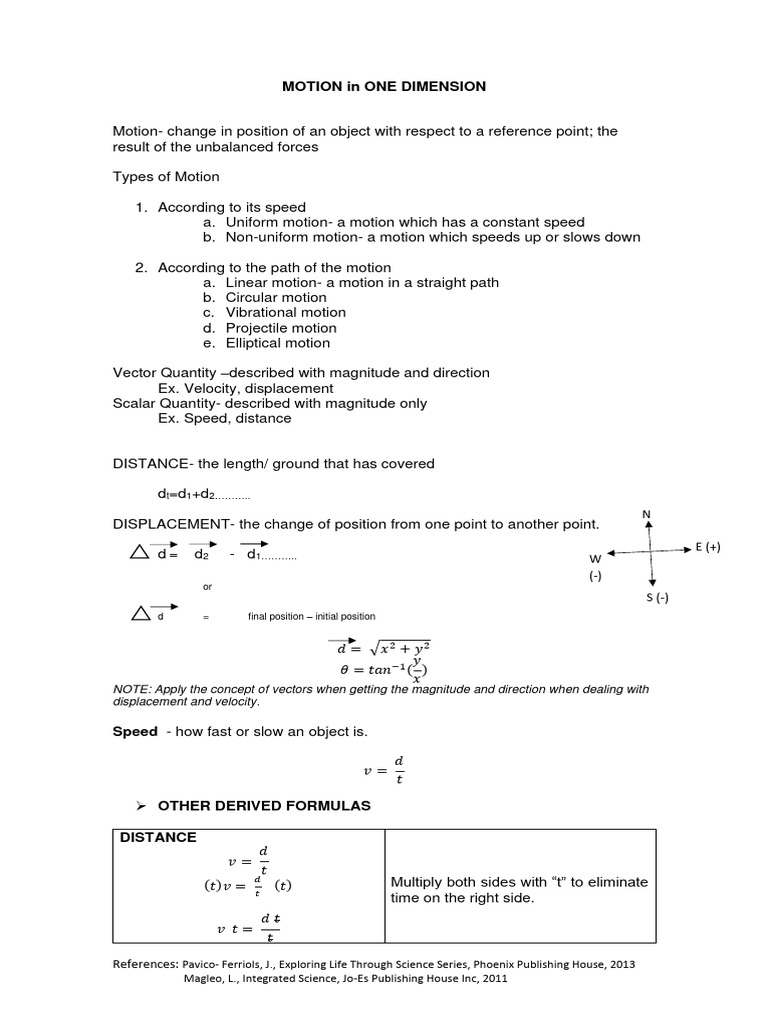 Distance, Displacement, Speed and Velocity Notes | PDF | Speed ...