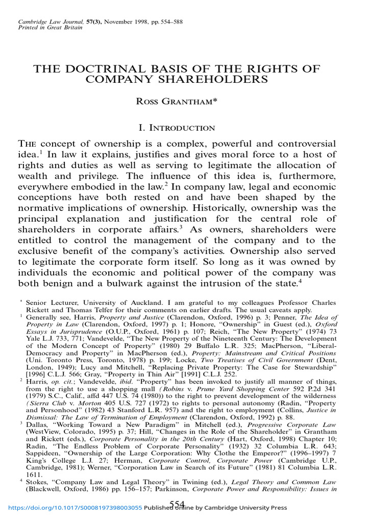 The Doctrinal Basis of The Rights of Company Shareholders | PDF ...